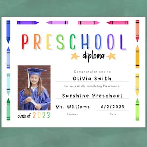 Printable Preschool Graduation Diploma | Preschool Certificate Editable ...