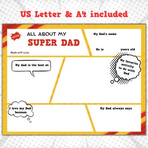 All About My Dad Comic Strip Questionnaire | First Father's Day ...