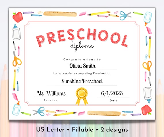 Printable Preschool Certificates