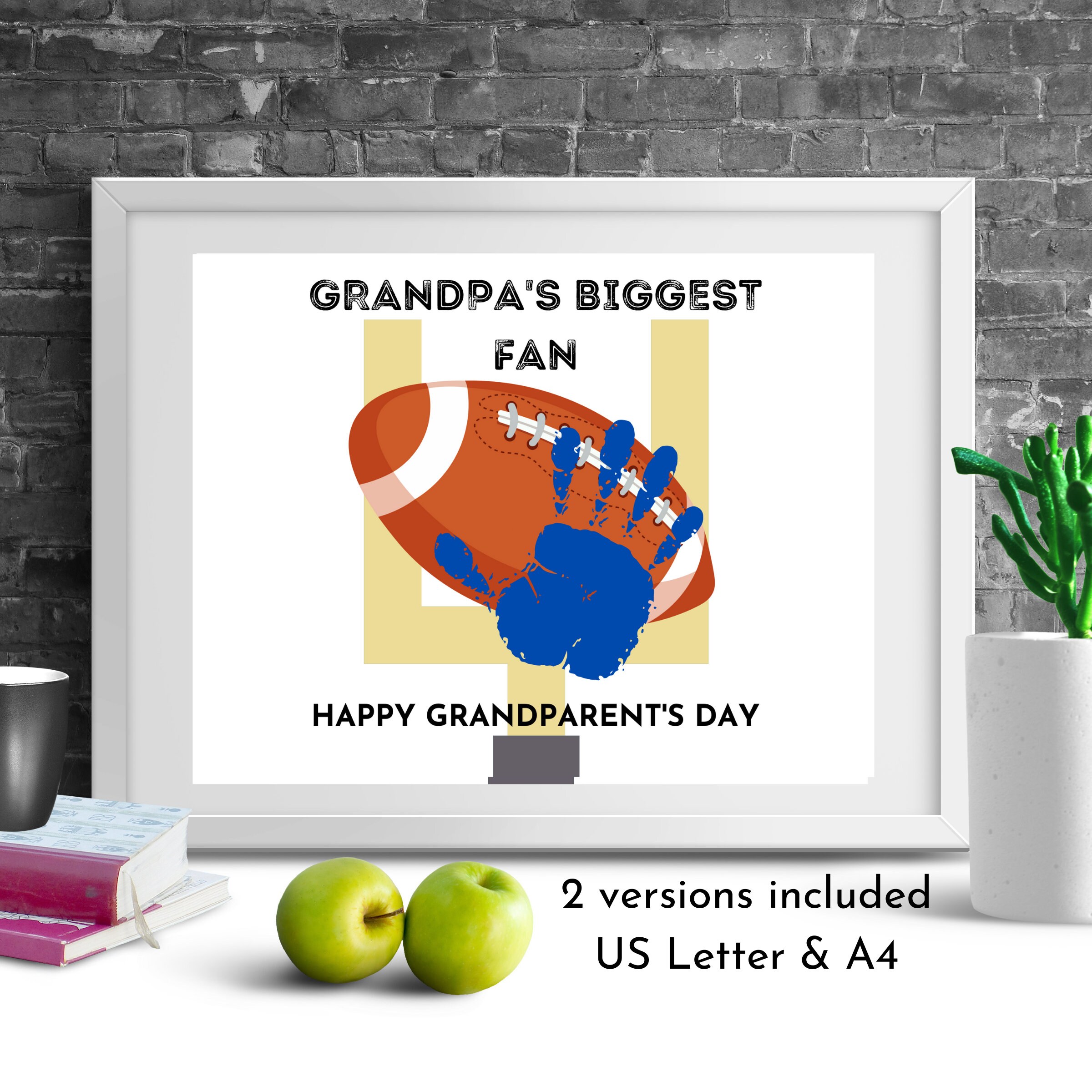 Grandparent's Day Handprint Craft Printable Football - Etsy
