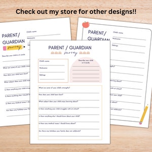 Back to School Parent Survey | Getting to Know Your Child Questionnaire ...