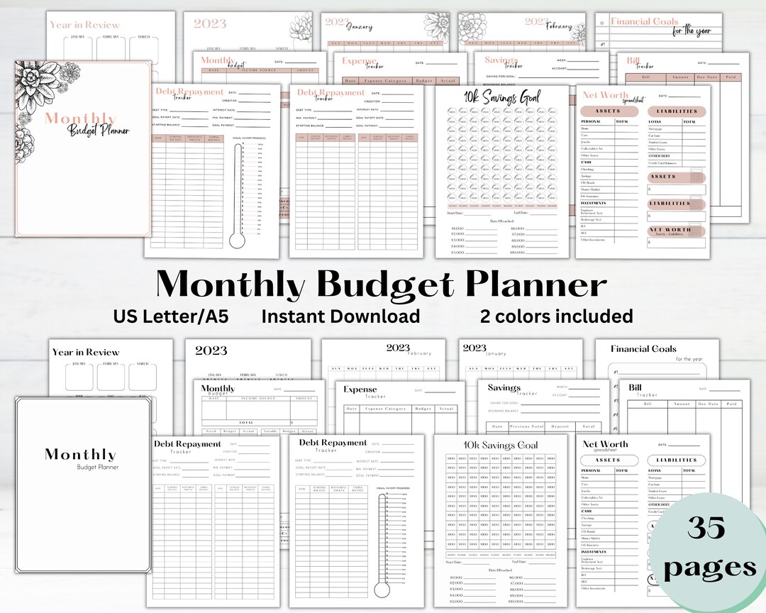 Printable 2023 Monthly Budget Planner | Financial Planner | Monthly ...