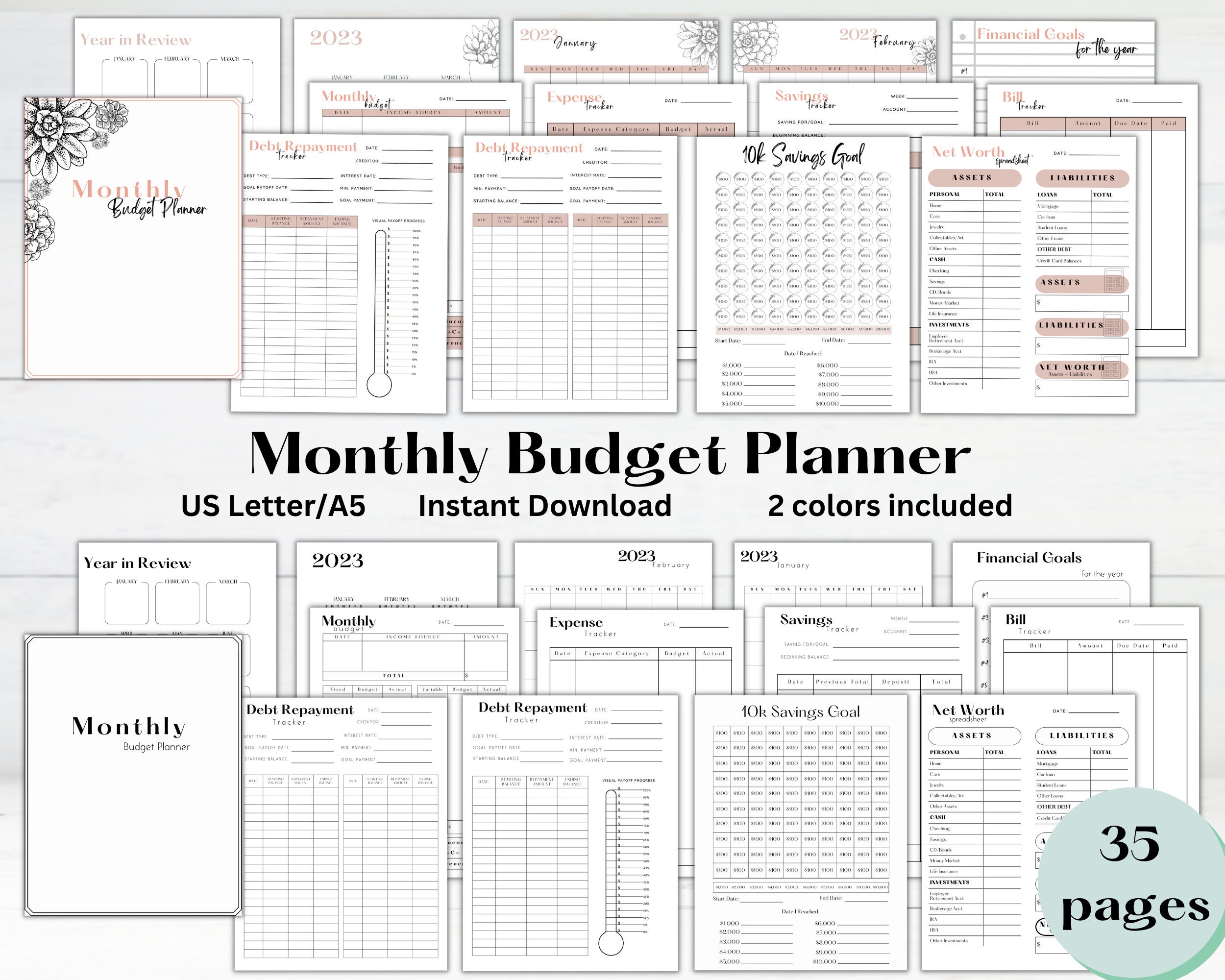Printable 2023 Monthly Budget Planner Financial Planner - Etsy