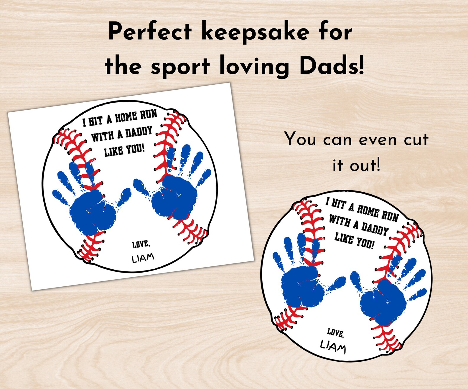 Father's Day Daddy Handprint Craft Printable Baseball Handprint Art ...