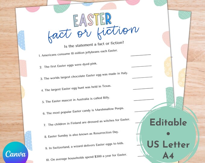 Easter Fact or Fiction Game, Printable Easter Fact Quiz, Easter Trivia ...