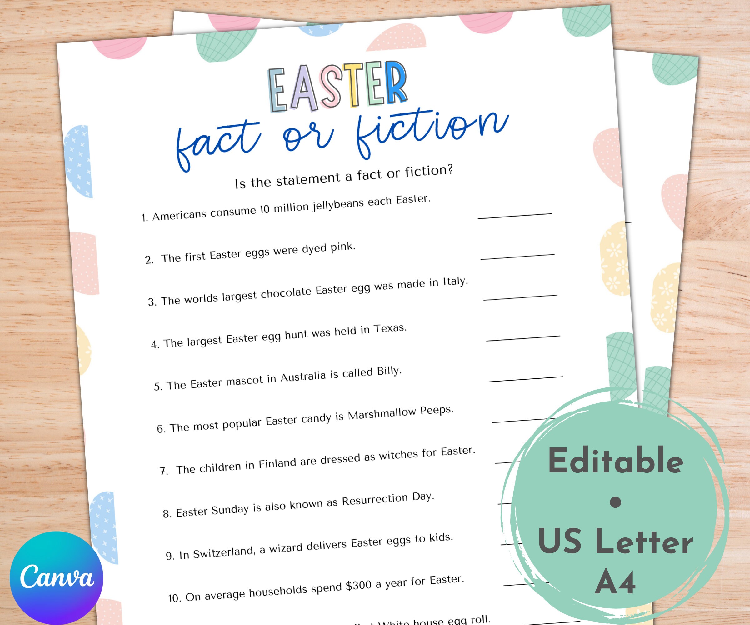 Printable Easter Fact or Fiction Game | Family Game Night | Easter ...