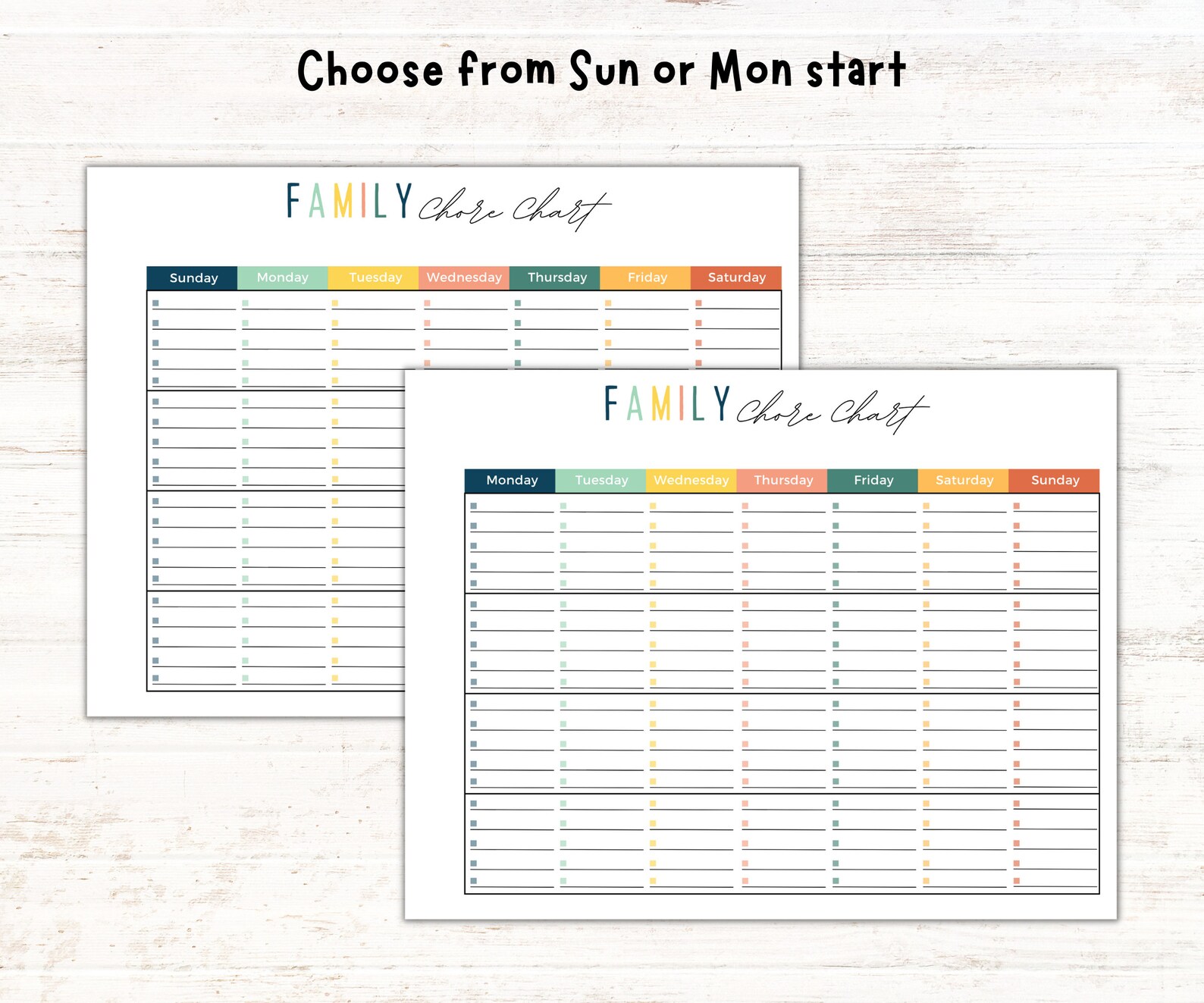 Weekly Family Chore Chart Printable Editable Family Chore Chart Kids ...