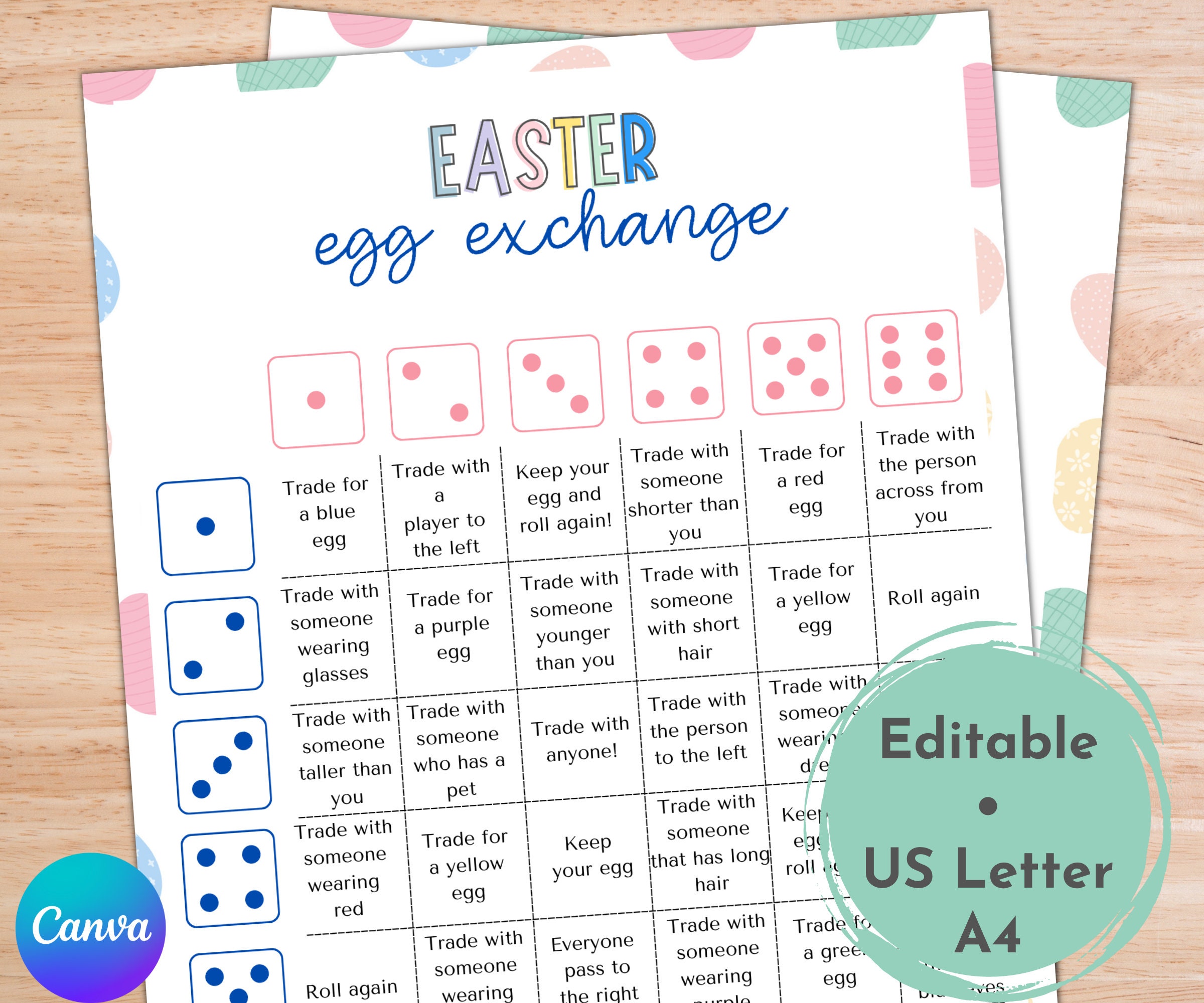 Easter Egg Exchange Dice Game Family Game Night Easter - Etsy