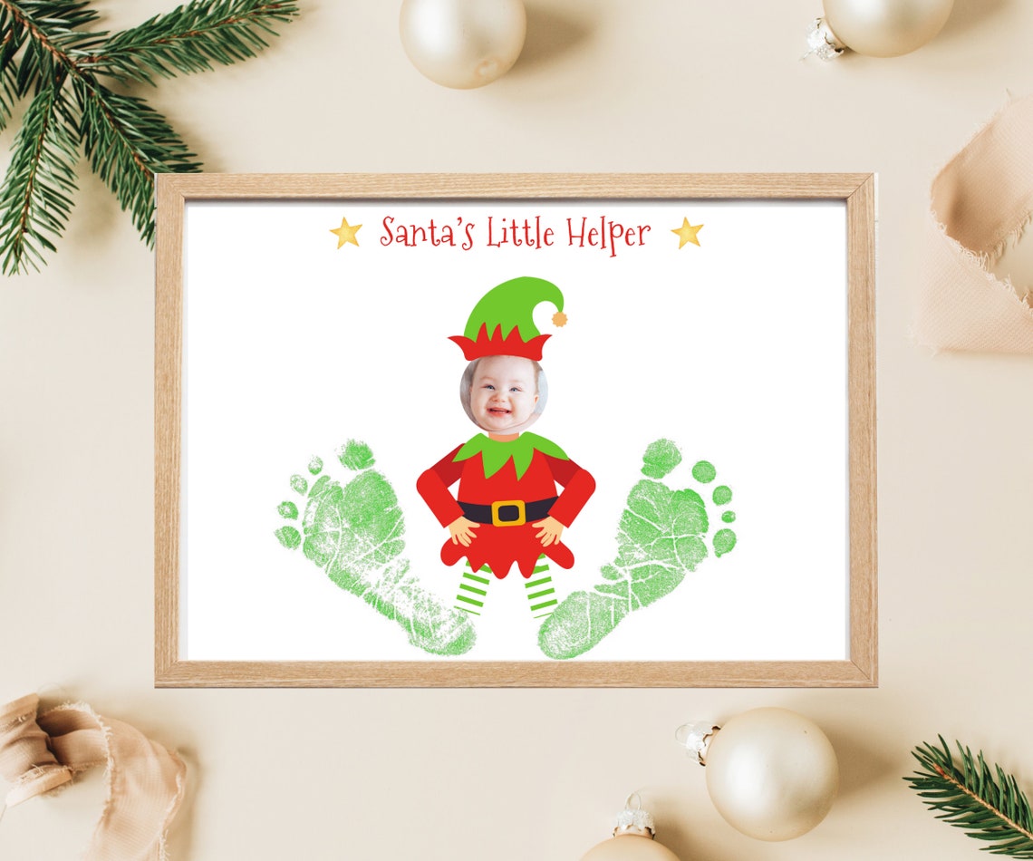 Elf Footprint Art Baby's First Christmas Handprint - Etsy Canada