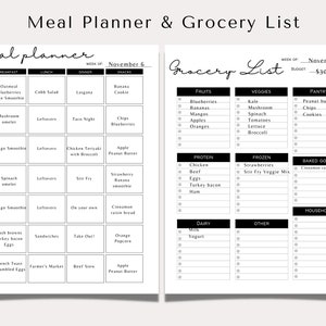 Minimalist Printable Weekly Meal Planner | Printable Grocery List ...