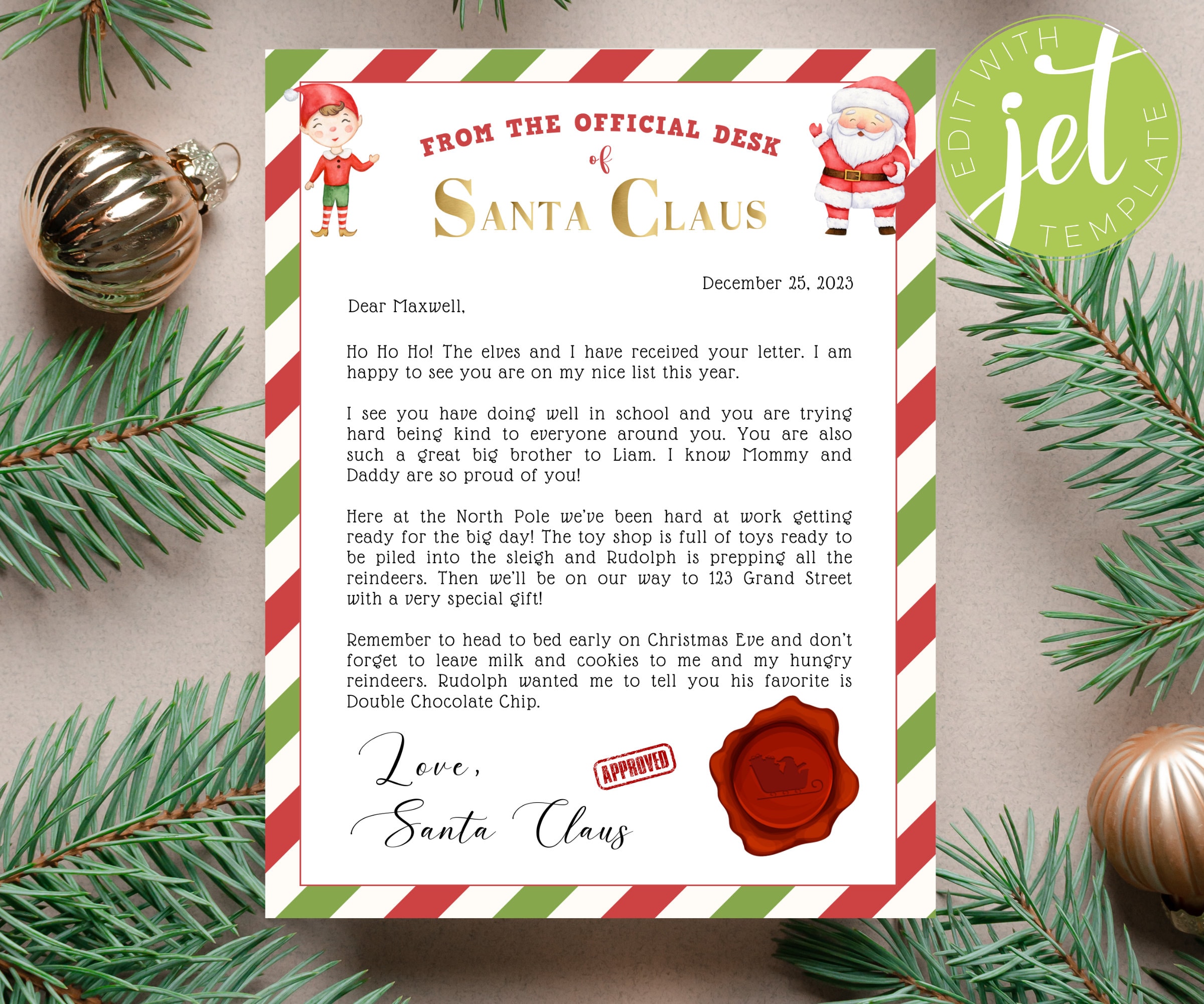 Editable Official Letter From Santa Claus Personalized Santa Letter ...
