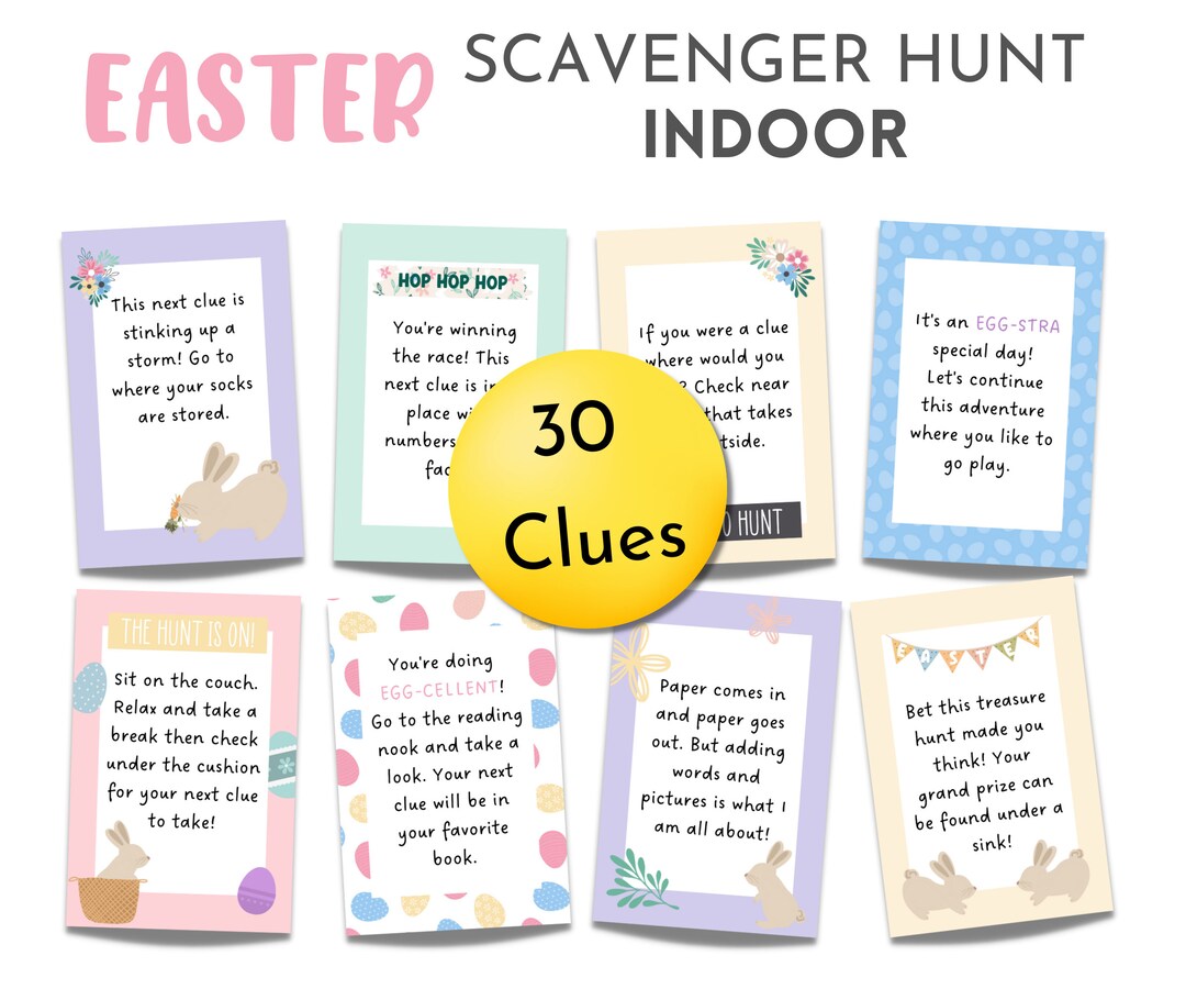 Indoor Easter Scavenger Hunt | Printable Easter Treasure Hunt | Easter ...