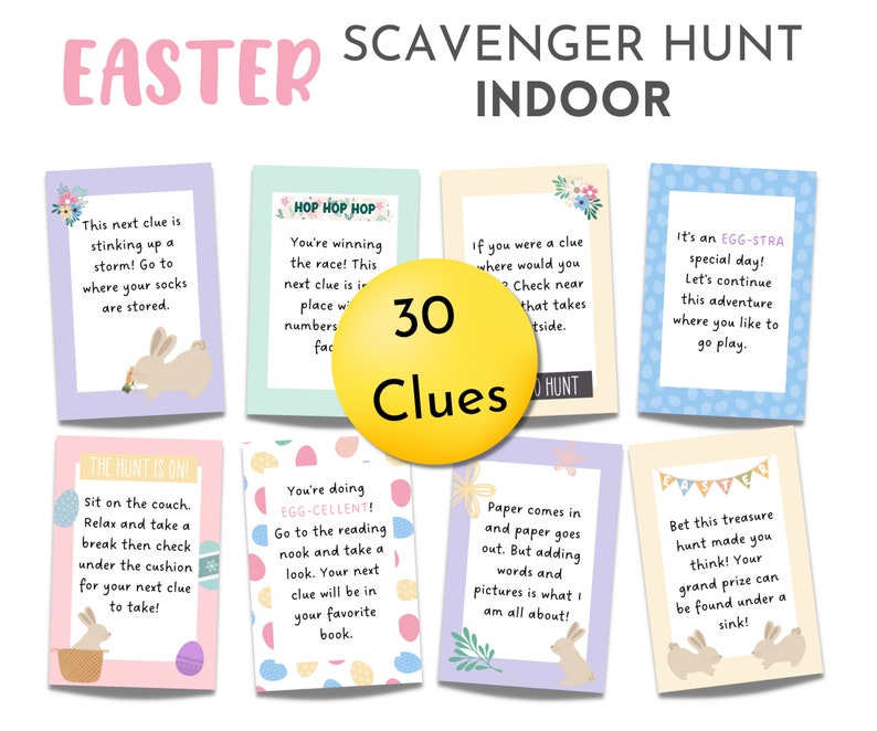 Indoor Easter Scavenger Hunt Printable Easter Treasure Hunt Easter Egg ...