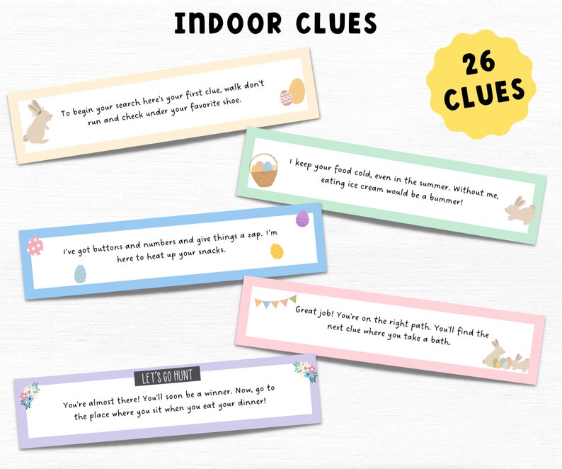 Easter Egg Scavenger Hunt Clues | Printable Treasure Hunt for Kids ...