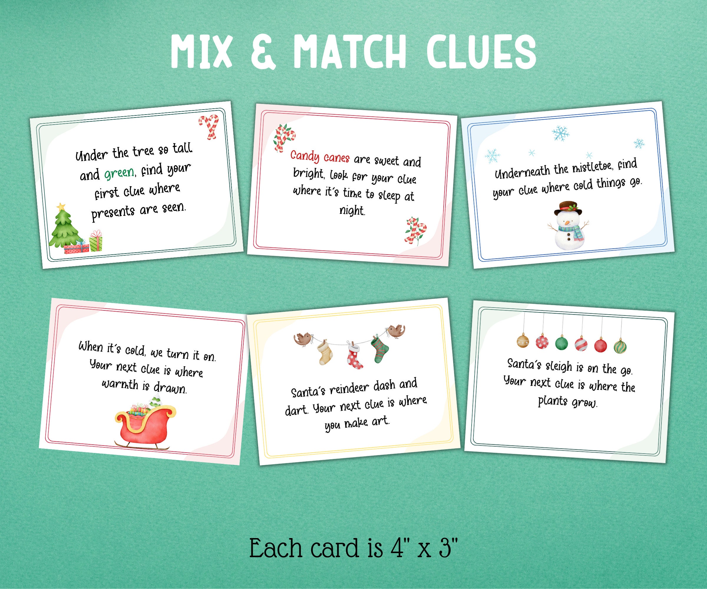 Christmas Scavenger Hunt for Kids Printable Treasure Hunt Treasure Hunt ...