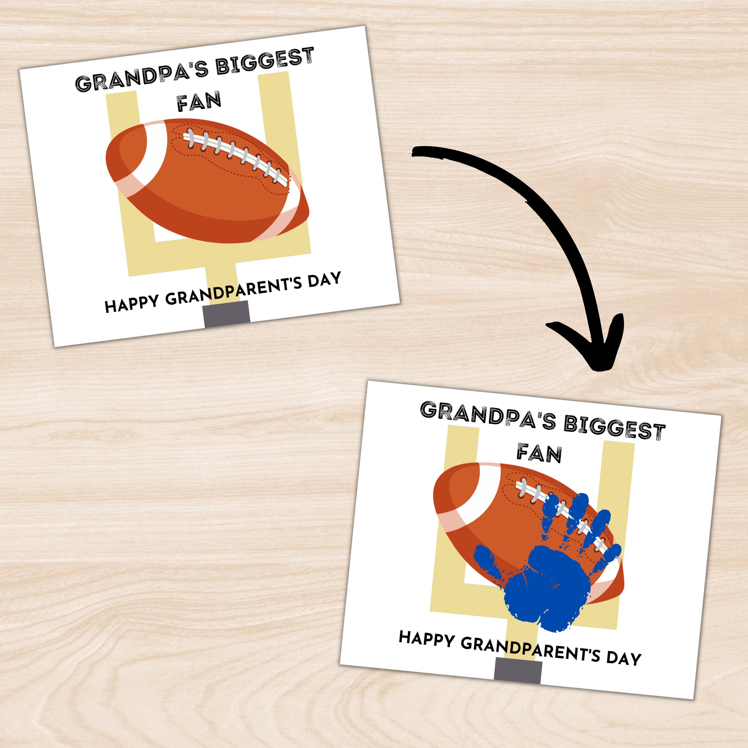 Grandparent's Day Handprint Craft Printable Football - Etsy