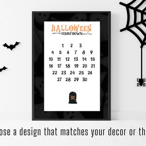 Halloween Countdown Printable Calendar | Halloween Printable Wall Decor ...