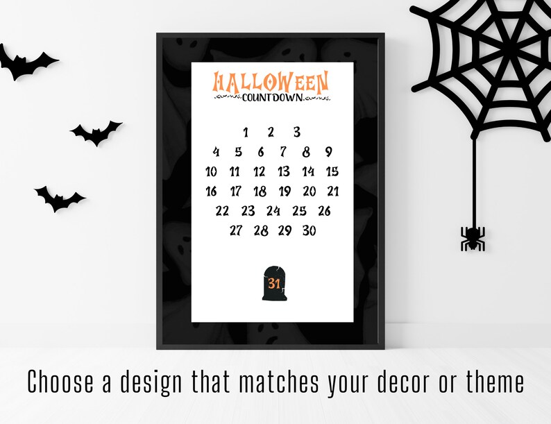Halloween Countdown Printable Calendar Halloween Printable Wall Decor Countdown to Halloween ...