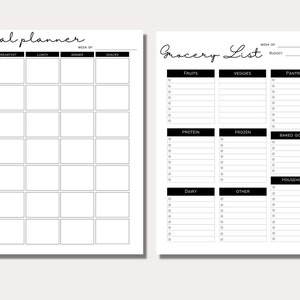 Minimalist Printable Weekly Meal Planner Printable Grocery - Etsy