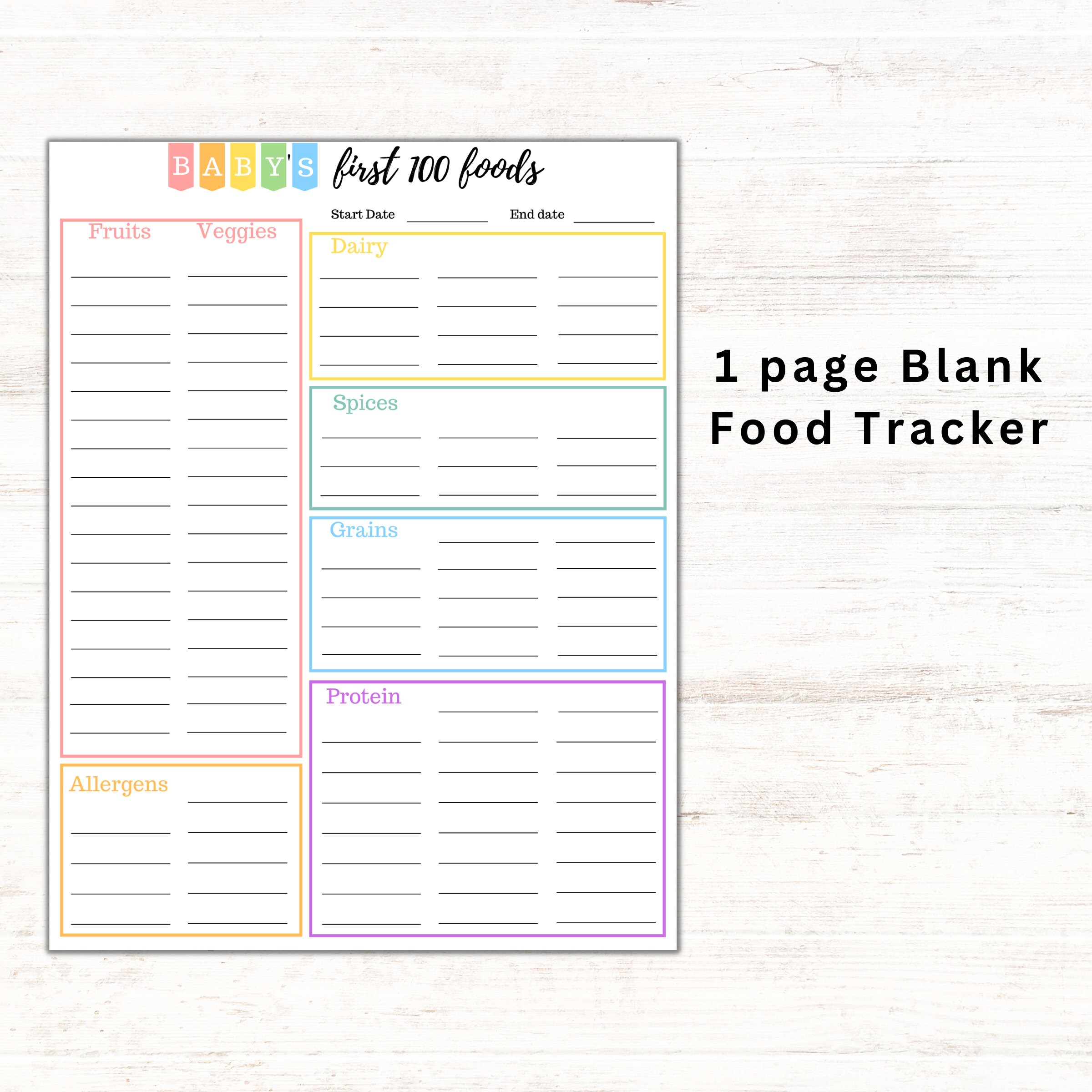 Baby's First 100 Foods Tracker | Baby Led Weaning Meal Planning | First ...