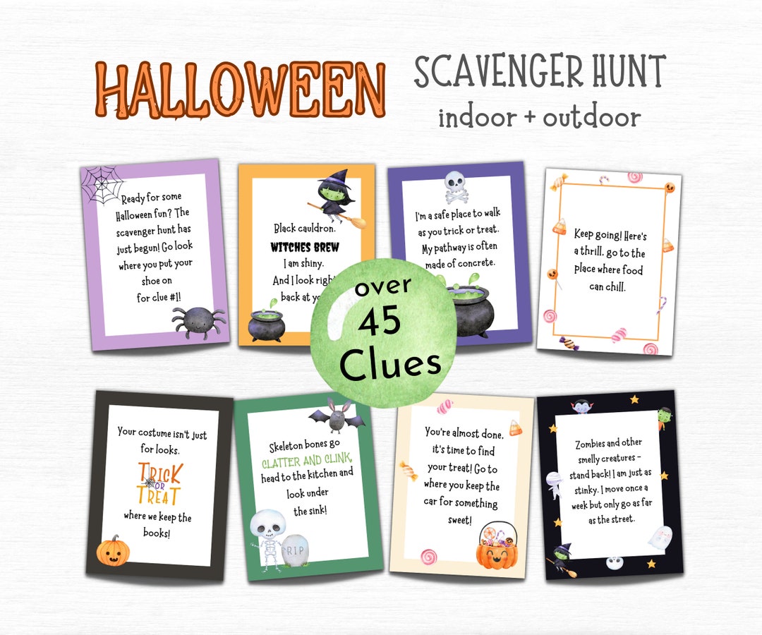 Halloween Scavenger Hunt for Kids | Printable Treasure Hunt | Treasure ...
