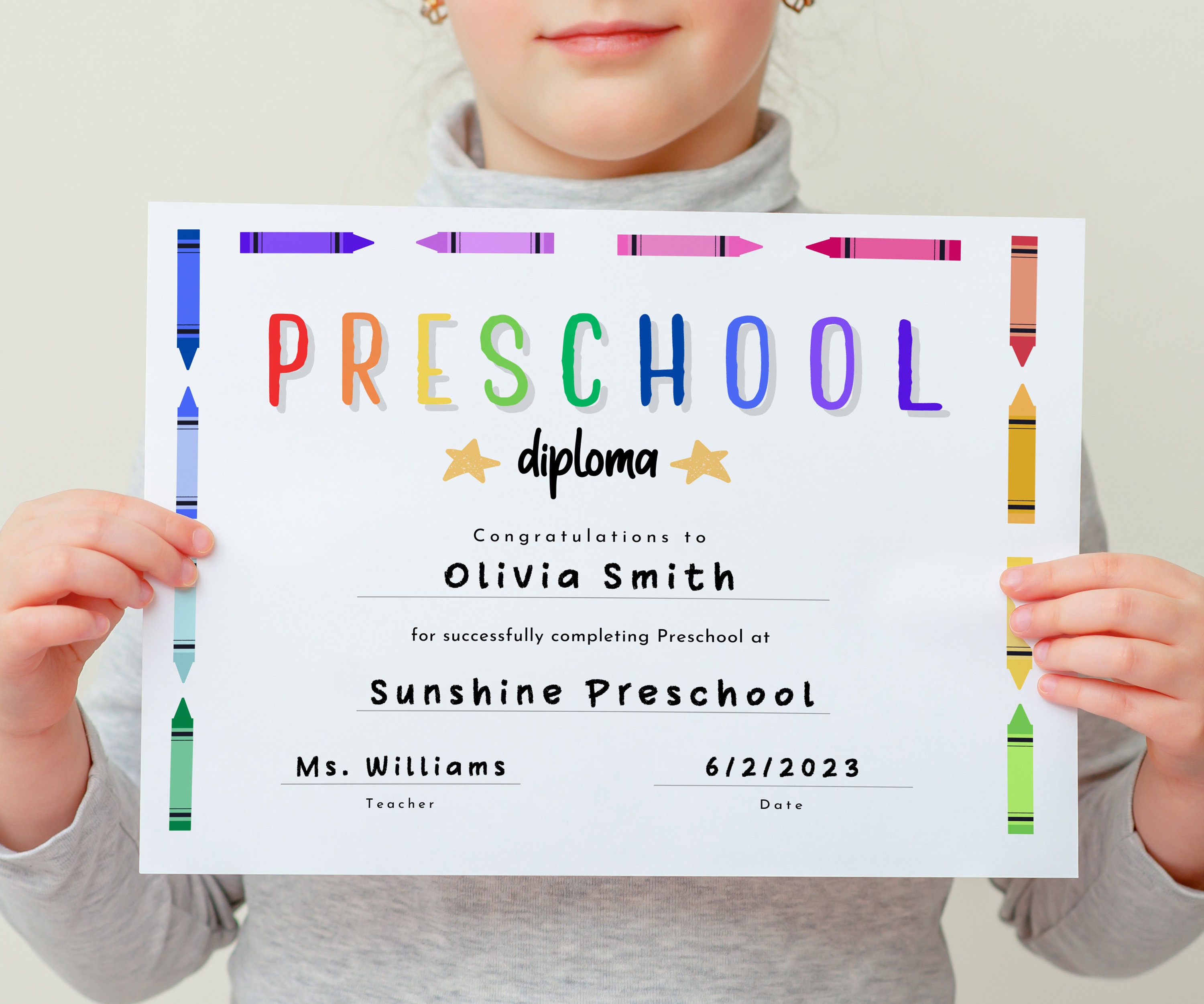 Printable Preschool Graduation Diploma Preschool Certificate Editable ...
