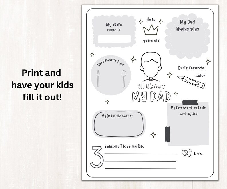 Father's Day All About My Dad Questionnaire First - Etsy