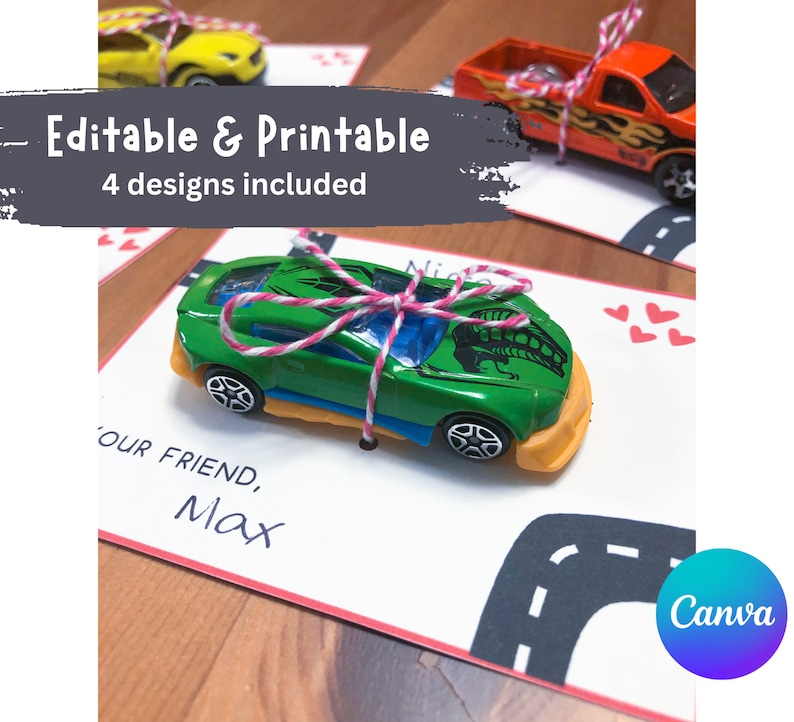 Printable Classroom Valentines | Kids School Valentines | Race Car ...