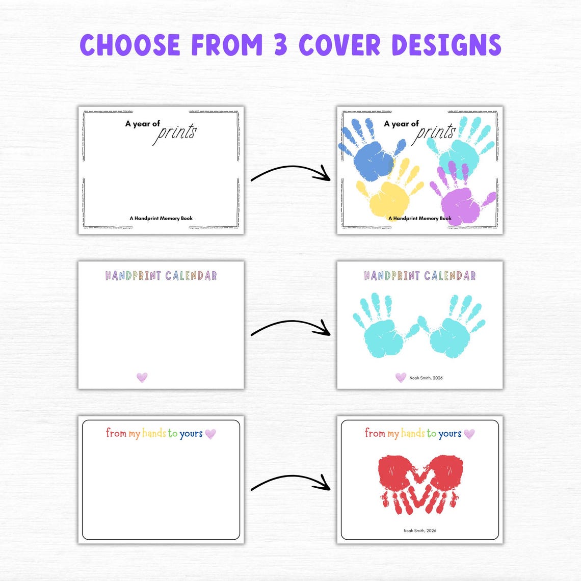 Handprint Calendar Memory Book | Custom Handprint Footprint Art ...