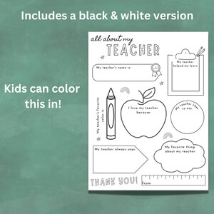 Teacher Appreciation Week All About My Teacher Questionnaire ...