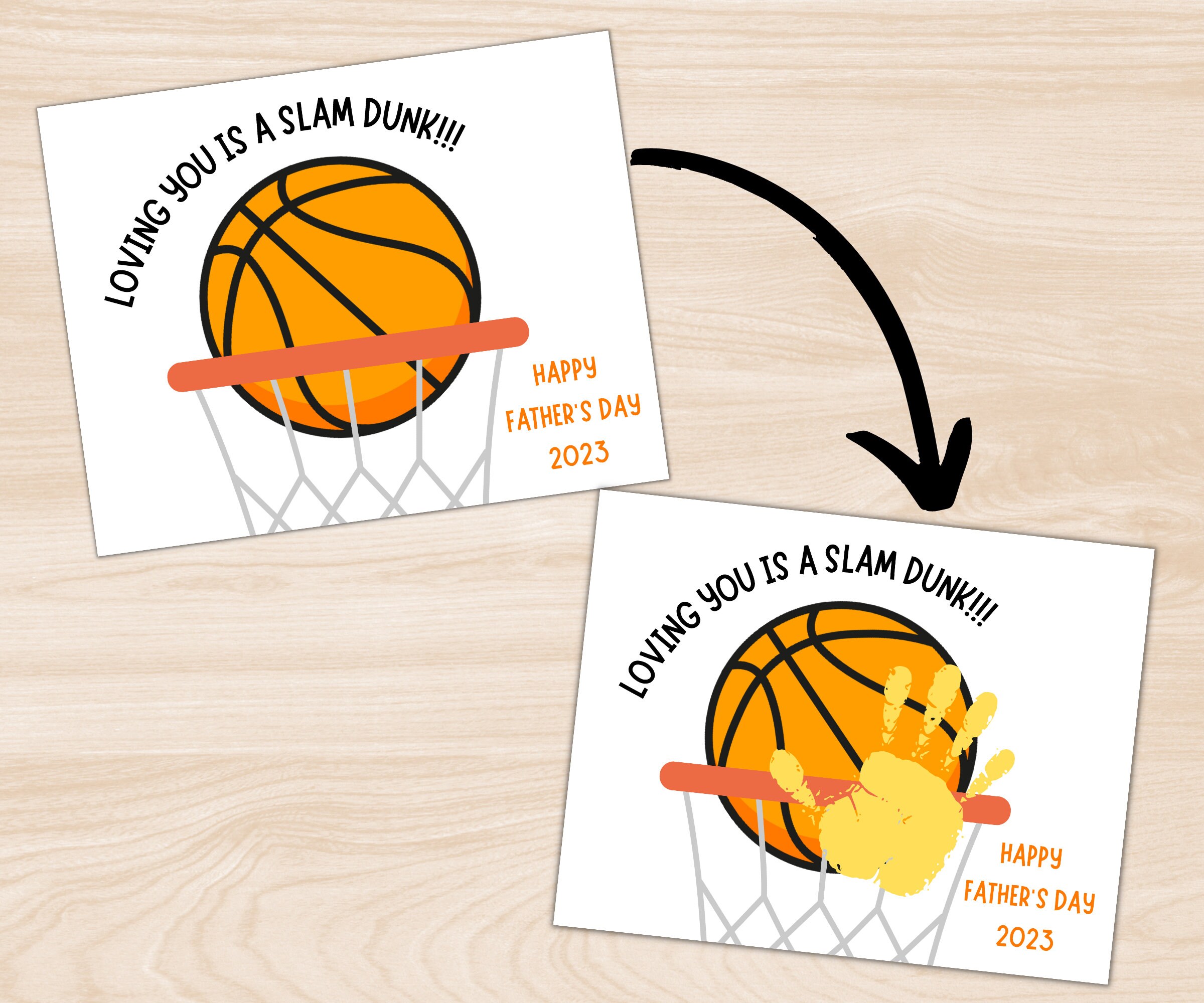 Father's Day Handprint Craft Printable Basketball Handprint Art First ...
