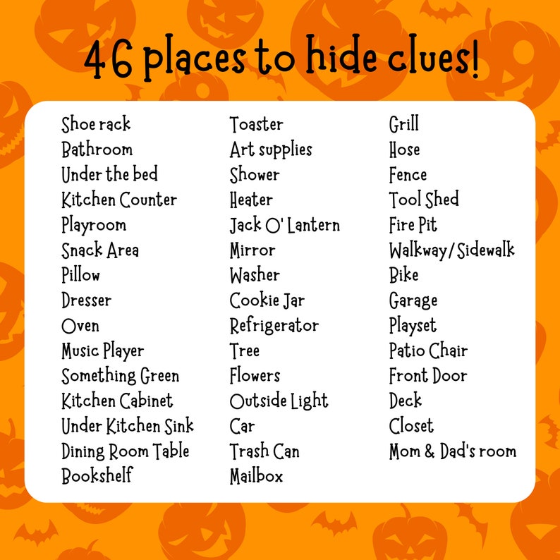 Halloween Scavenger Hunt for Kids Printable Treasure Hunt - Etsy