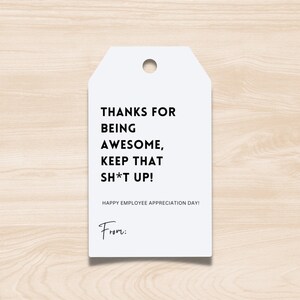 Funny Employee Appreciation Gift Tags | Staff Appreciation Week ...