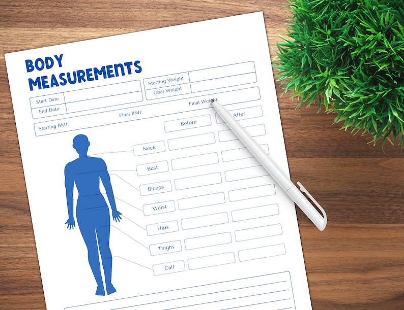 Body Measurement Tracker Printable Weight Loss Tracker - Etsy