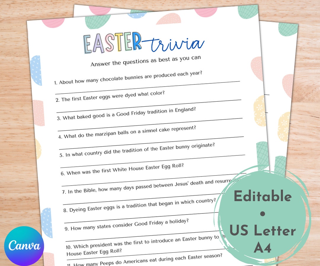 Printable Easter Trivia Game | Family Game Night | Easter Activities ...