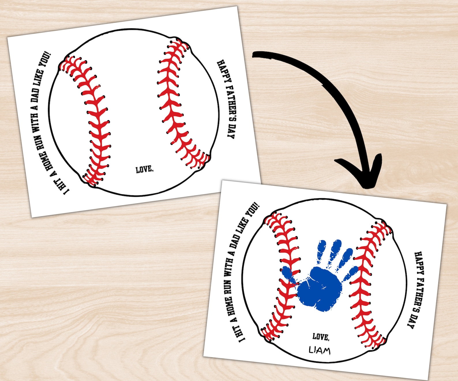 Father's Day Dad Handprint Craft | Printable Baseball Handprint Art ...