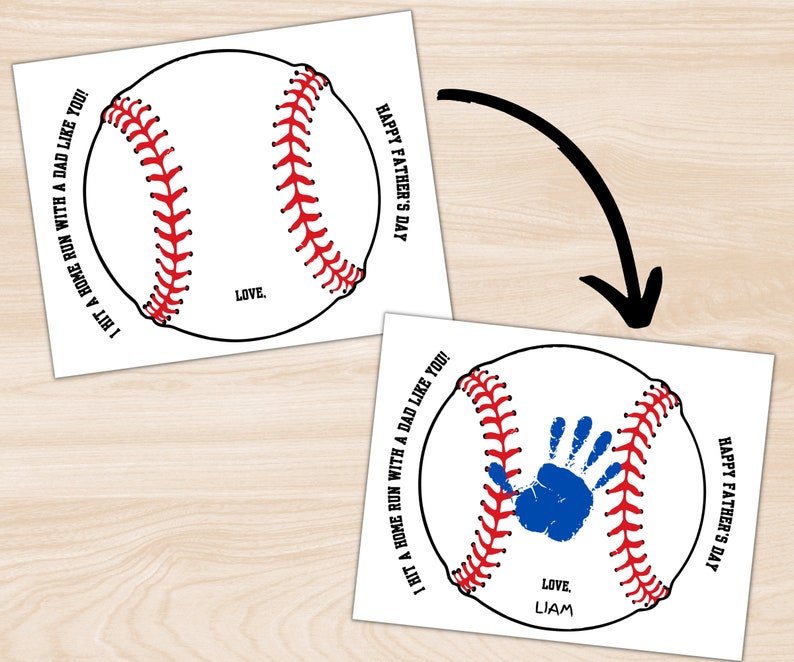 Father's Day Dad Handprint Craft Printable Baseball - Etsy