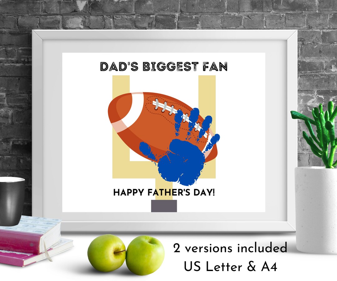 Father's Day Dad Handprint Craft | Printable Football Handprint Art ...
