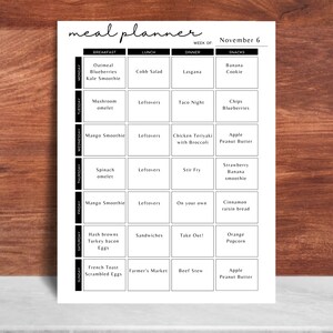 Minimalist Printable Weekly Meal Planner | Printable Grocery List ...