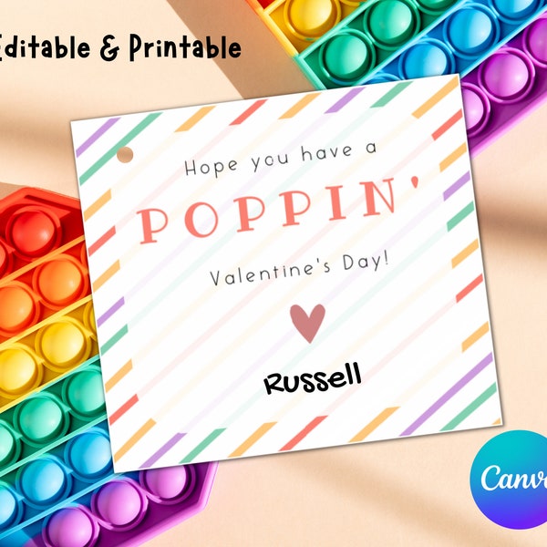 Pop It Valentine Gift Tags Printable Classroom Valentines Pop It Fidget ...