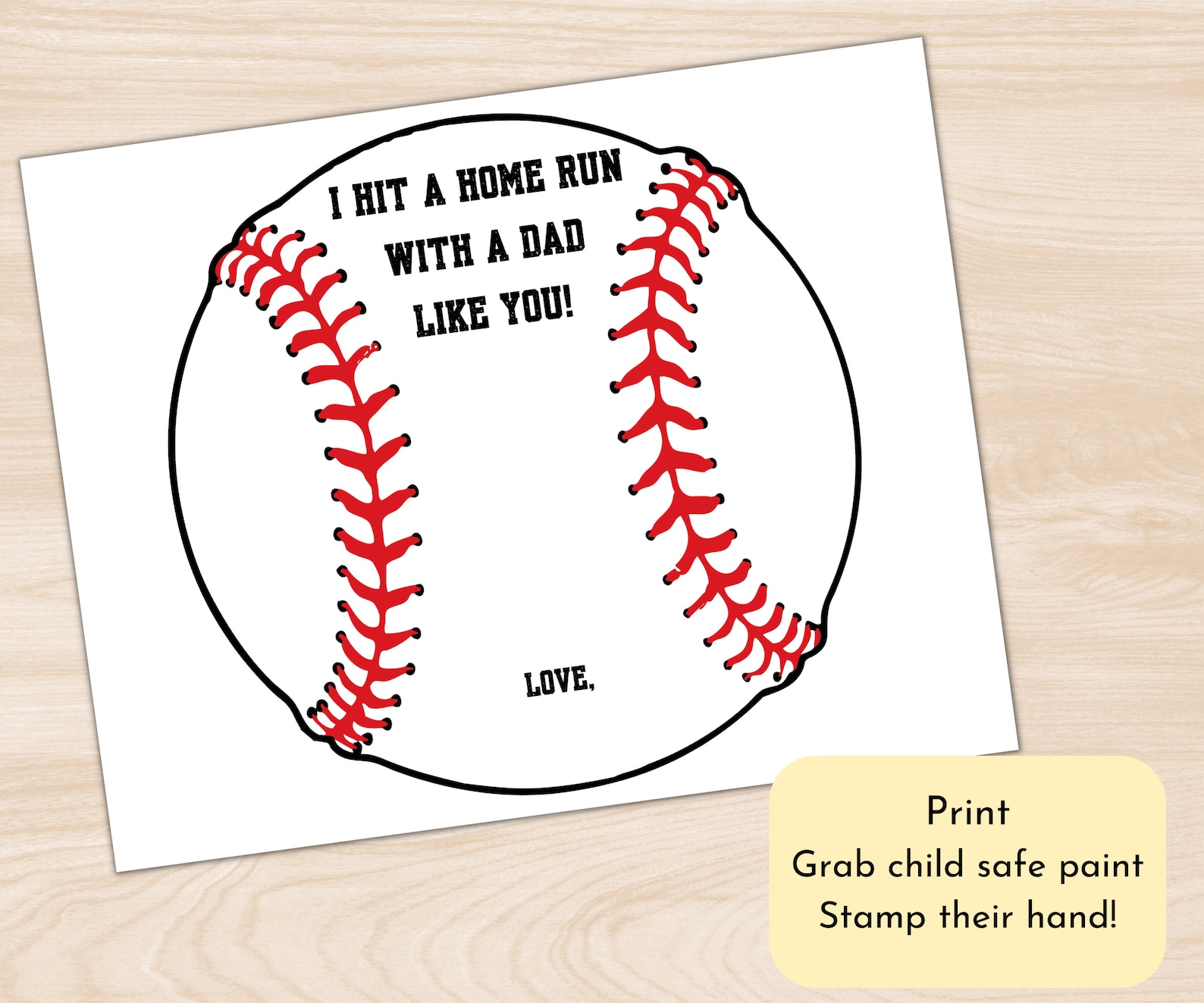 Father's Day Dad Handprint Craft Printable Baseball - Etsy