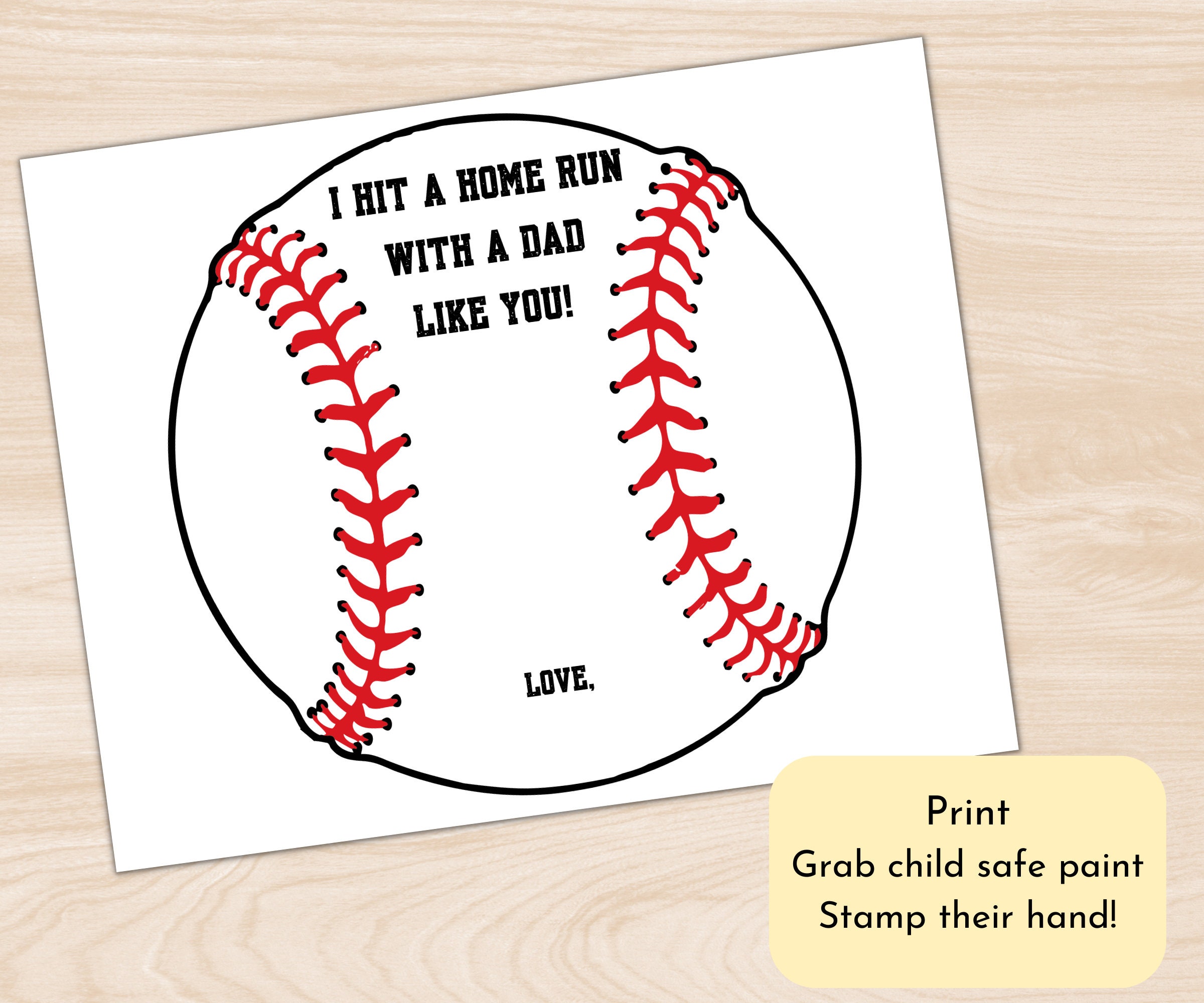 Father's Day Dad Handprint Craft Printable Baseball - Etsy