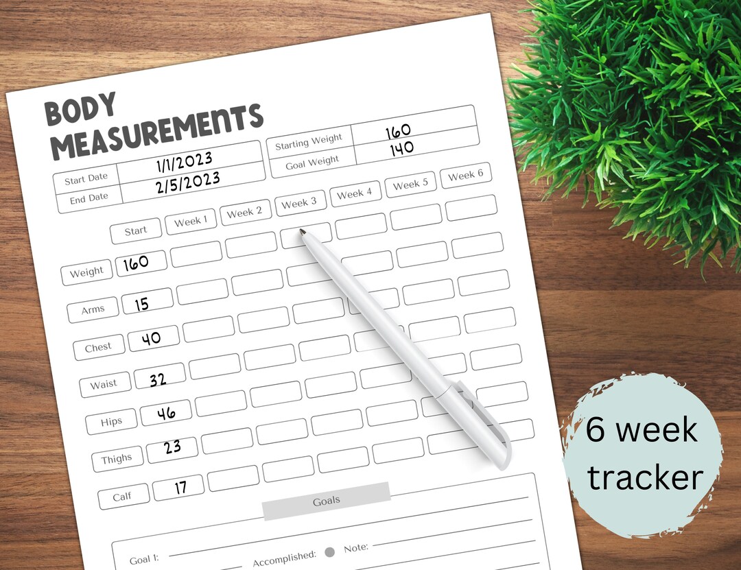 Body Measurement Tracker Printable for Women and Men | Weight Loss ...