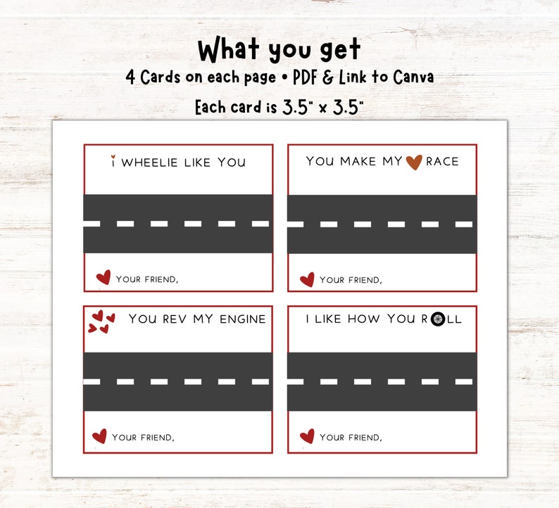 Printable Car Classroom Valentines Boy Valentines Race Car - Etsy