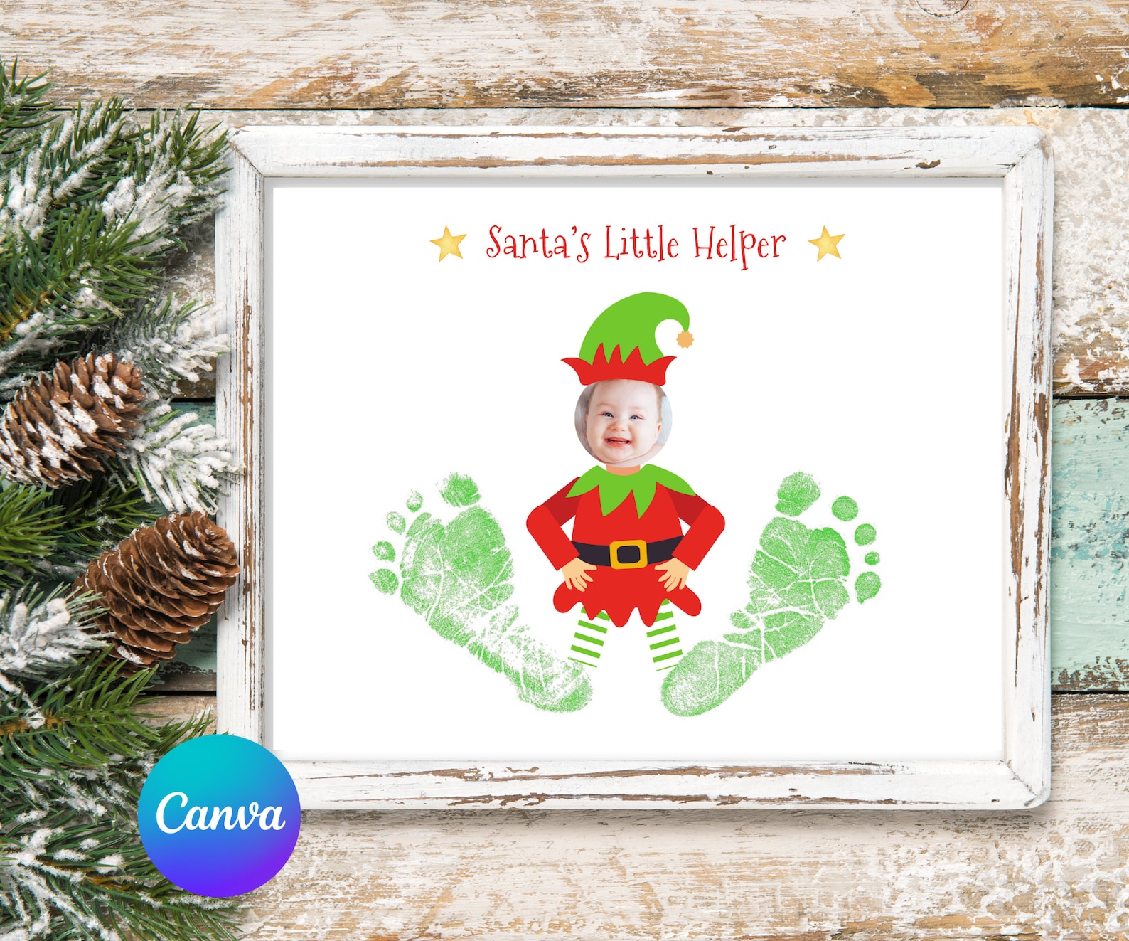 Elf Footprint Art | Baby's First Christmas Handprint Footprint Activity ...