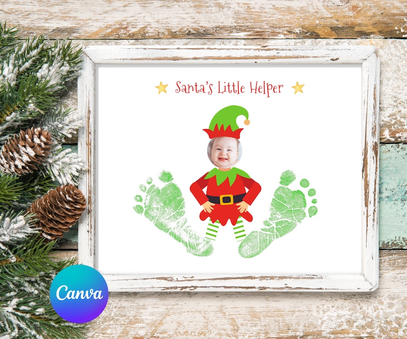 Elf Footprint Art | Baby's First Christmas Handprint Footprint Activity ...