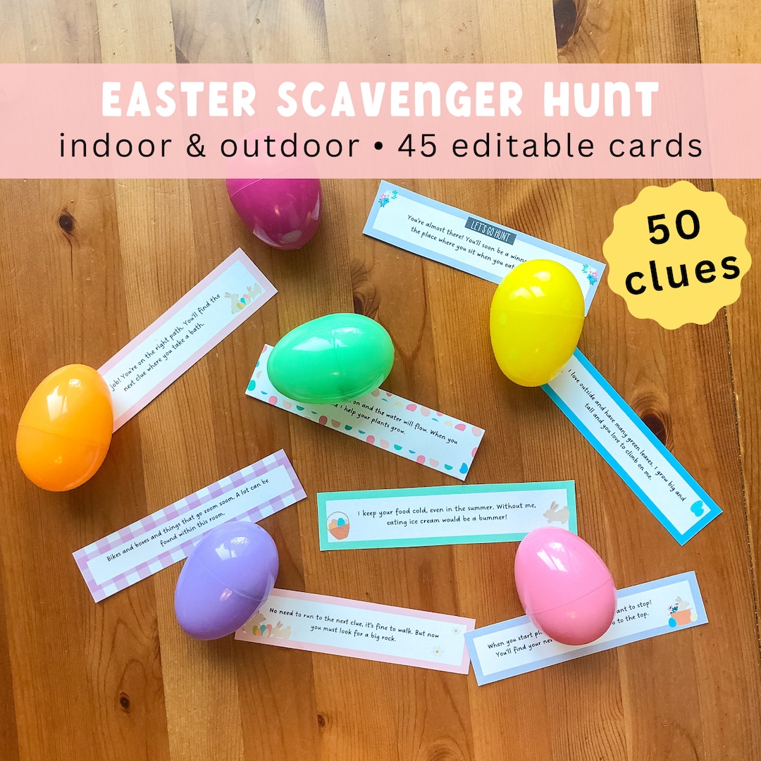 Easter Egg Scavenger Hunt Clues | Printable Treasure Hunt for Kids ...