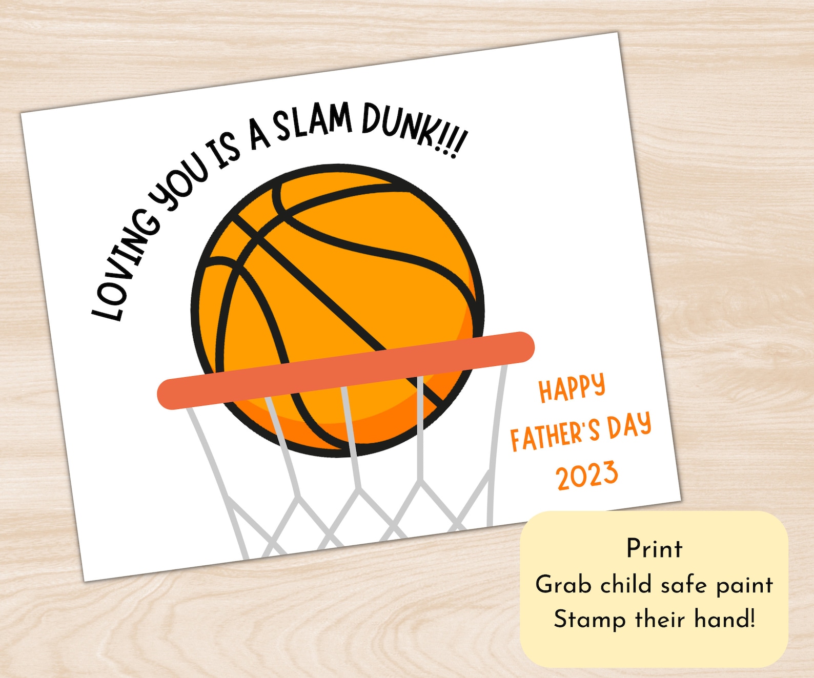 Father's Day Handprint Craft Printable Basketball Handprint Art First ...