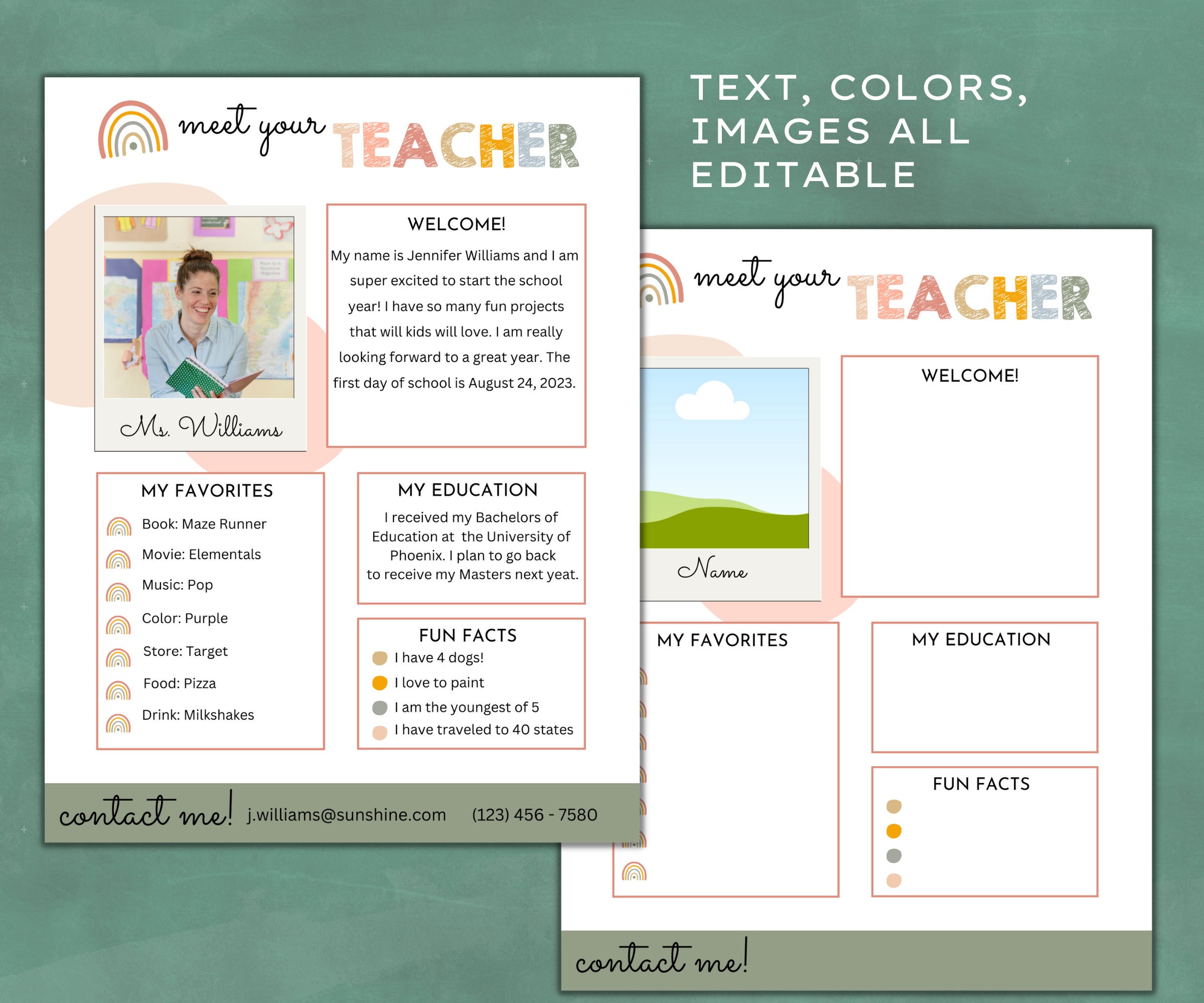 Meet the Teacher Editable Template Back to School Template - Etsy