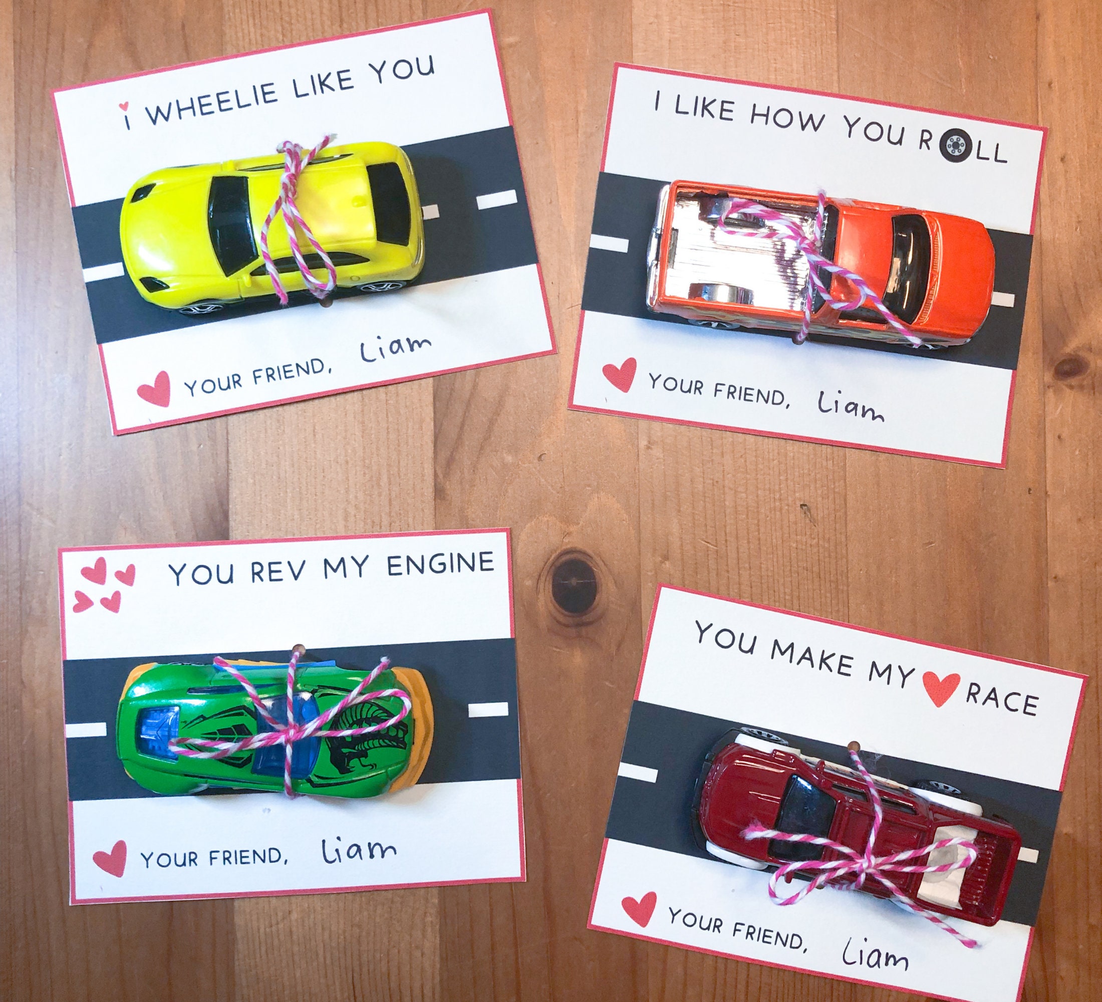 Printable Car Classroom Valentines Cards Boy Valentines Race Car ...